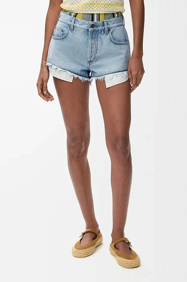 Loewe Frayed Hem Denim Shorts