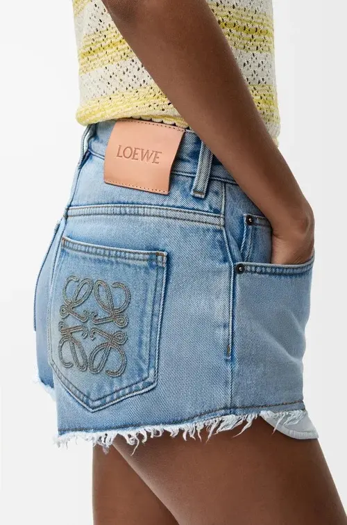 Loewe Frayed Hem Denim Shorts