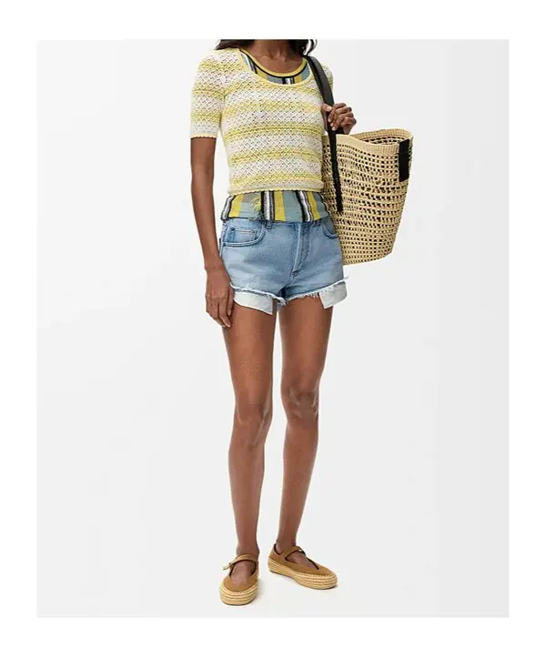 Loewe Frayed Hem Denim Shorts