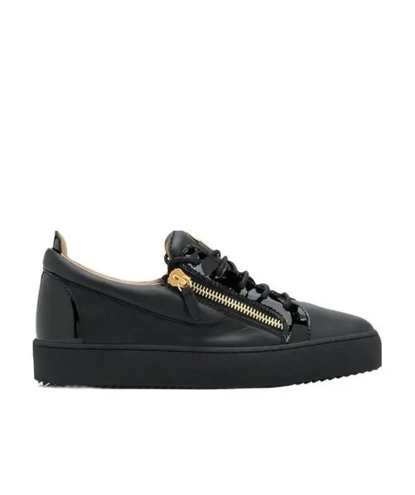GIUSEPPE ZANOTTI Zip Detailed Lace-up Sneakers - Black