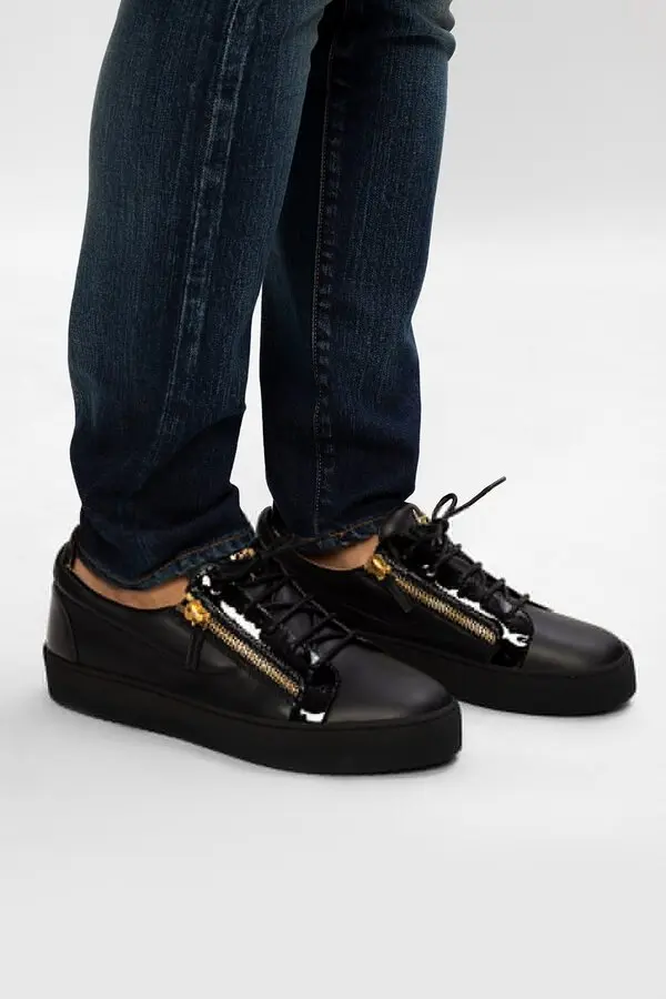GIUSEPPE ZANOTTI Zip Detailed Lace-up Sneakers - Black