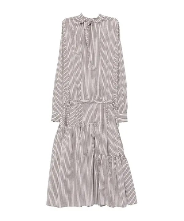 Dries Van Noten Denvo Striped Silk-blend Long Dress - Brown