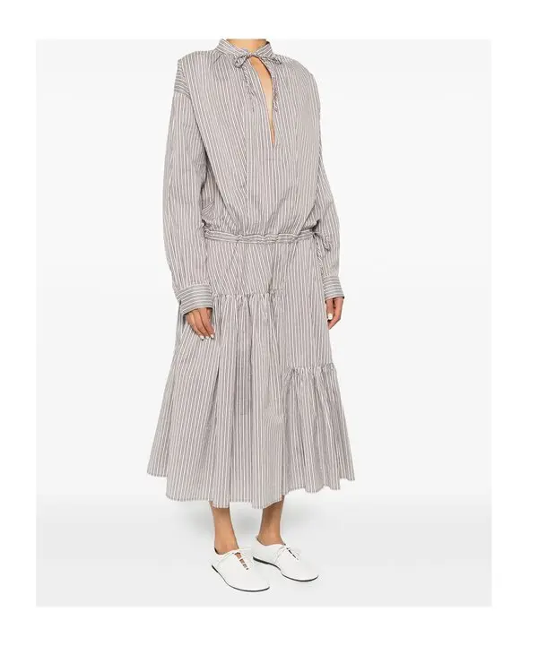 Dries Van Noten Denvo Striped Silk-blend Long Dress - Brown