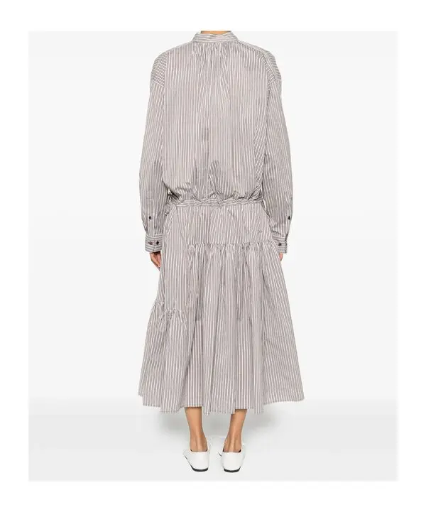 Dries Van Noten Denvo Striped Silk-blend Long Dress - Brown