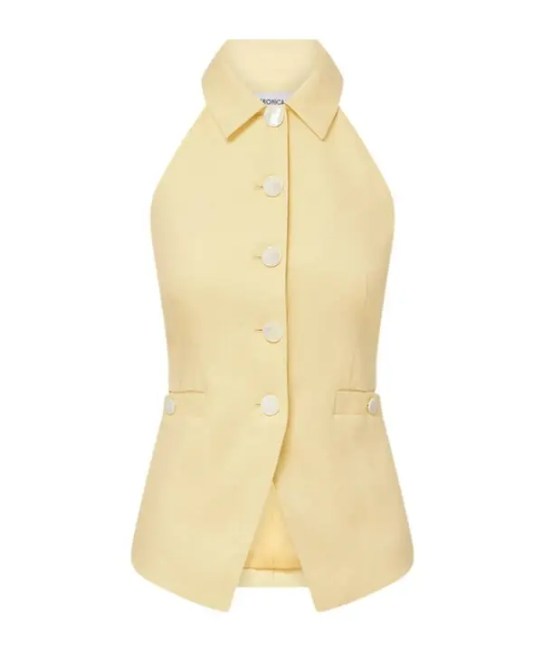 Veronica Beard Orlinda Linen-blend Twill Vest - Nude