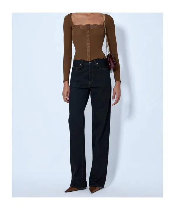 Saint Laurent Contrast Stitch Wide-leg Jeans