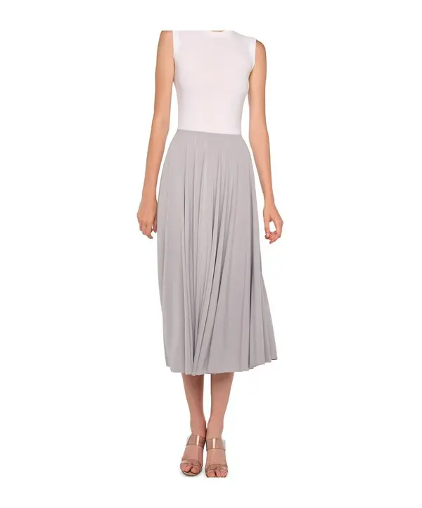Norma Kamali Flared Pleated Skirt - Gray