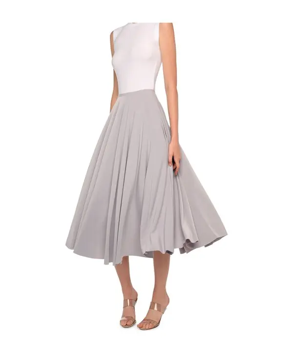 Norma Kamali Flared Pleated Skirt - Grey
