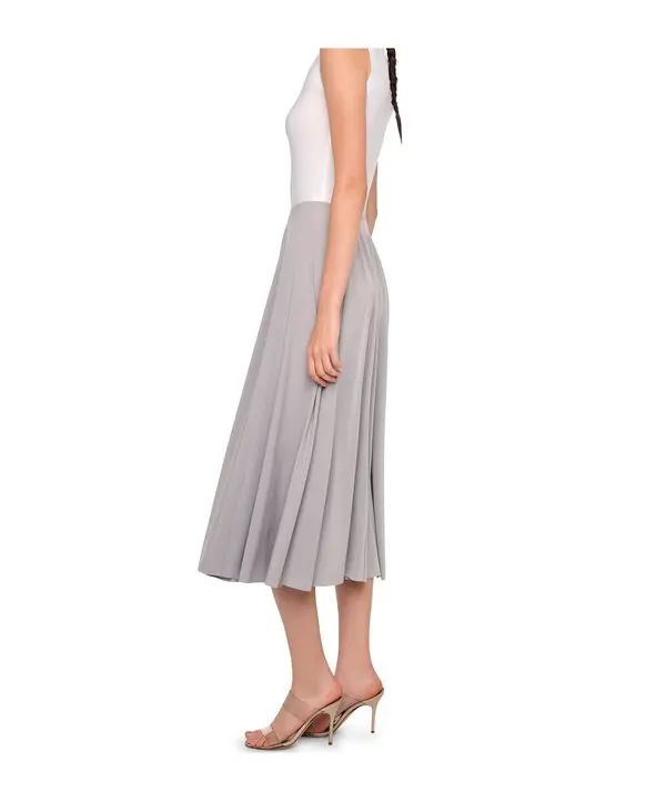 Norma Kamali Flared Pleated Skirt - Grey