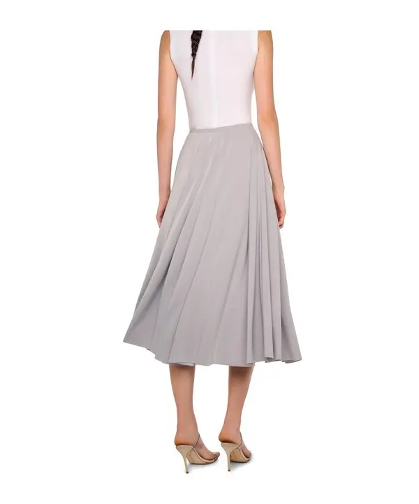 Norma Kamali Flared Pleated Skirt - Grey