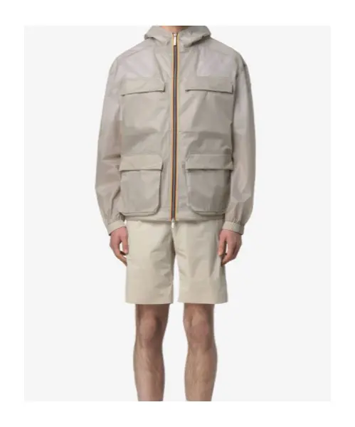 K-WAY Hooded Zip-up Pocket Jacket - Gray