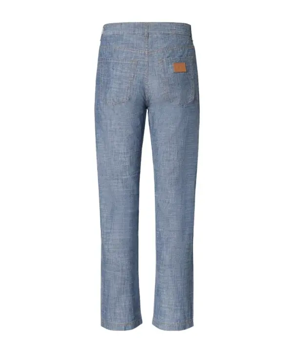 Fendi Straight-leg Cotton Chambray Trousers - Light Blue