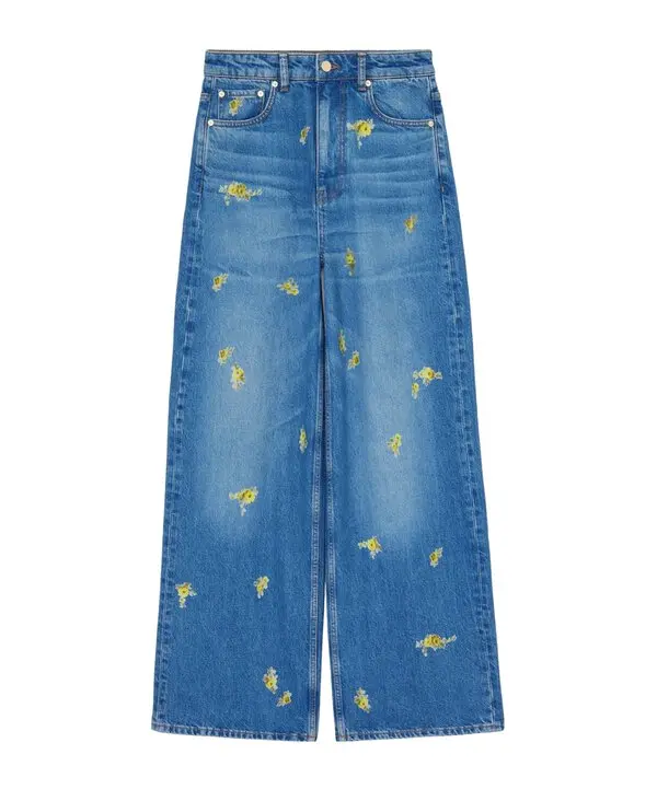 GANNI Lari Floral Print Jeans - Blue