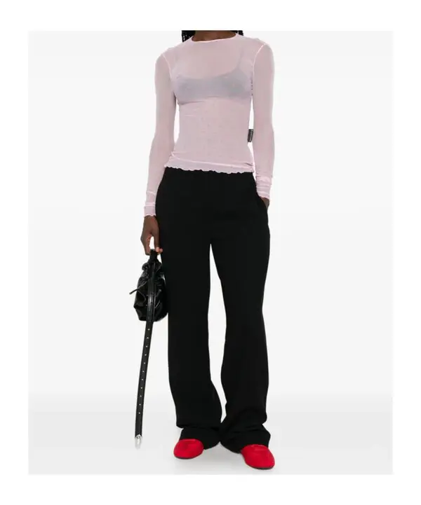 MARINE SERRE Moon-print Tulle Long-sleeve Top - White