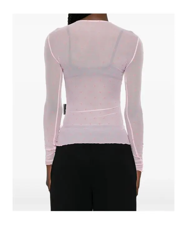 MARINE SERRE Moon-print Tulle Long-sleeve Top - White
