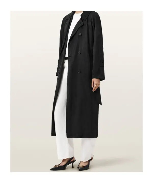 ALLSAINTS Lizie Belted Long Coat - Black