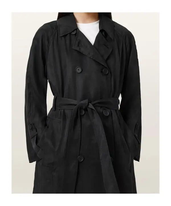 ALLSAINTS Lizie Belted Long Coat - Black