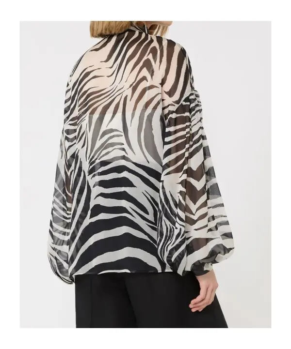 Max Mara Zebra Print Bow-tie Collar Blouse - Black