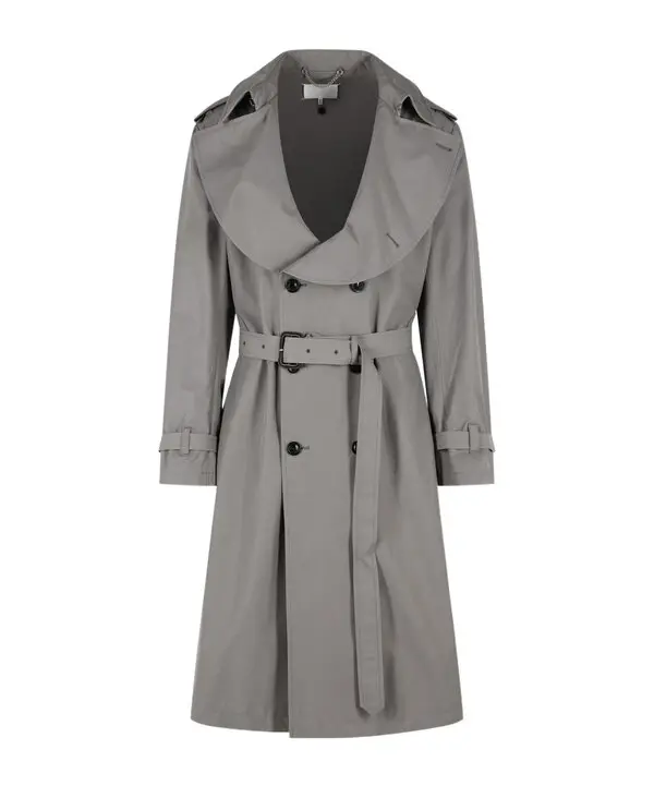 MAISON MARGIELA Folded Collar Trench Coat - Gray