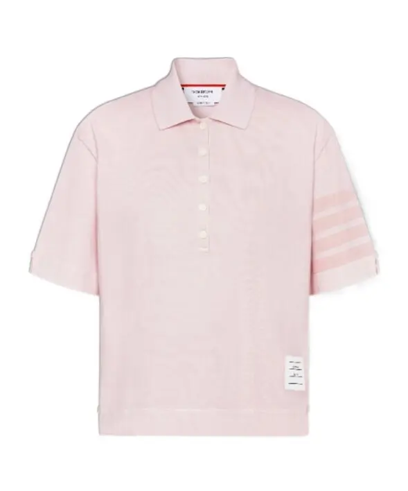 Thom Browne 4-bar Jersey Polo Top - Pink