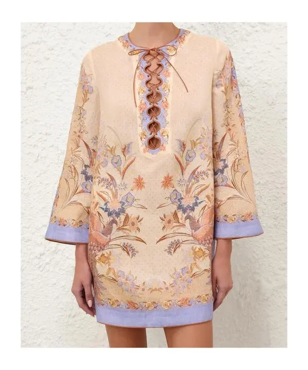 Zimmermann Indra Floral Mini Dress - Nude