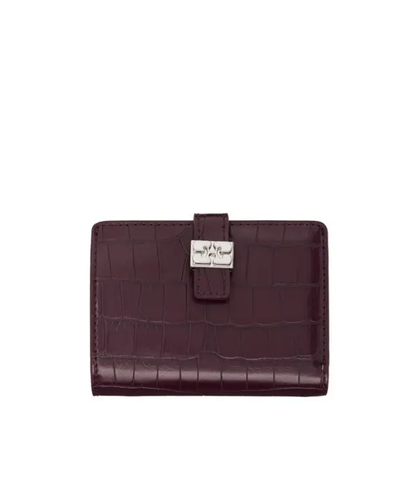 GANNI Sue Ultra-thin Flip Wallet - Wine Red