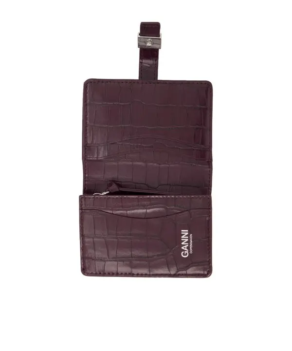 GANNI Sue Ultra-thin Flip Wallet - Wine Red