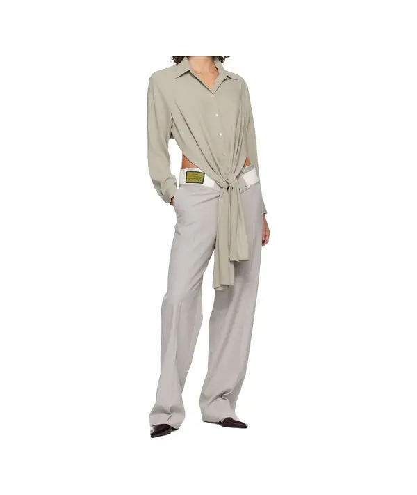MAISON MARGIELA Asymmetric Waistband Trousers - Light Grey