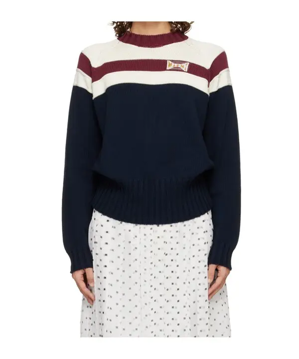 Marni Contrast Stripe Cotton Sweater - Eclipse