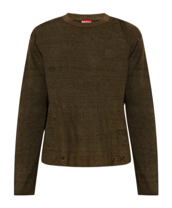 DIESEL® Distressed Fine Knit Sweater - Brown