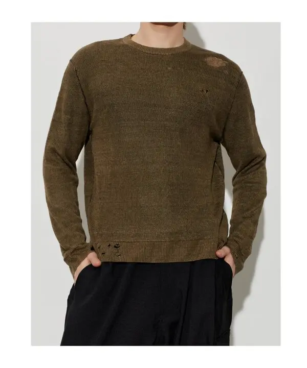 DIESEL® Distressed Fine Knit Sweater - Brown