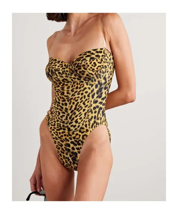 Norma Kamali Strapless Leopard-print One-piece Swimsuit