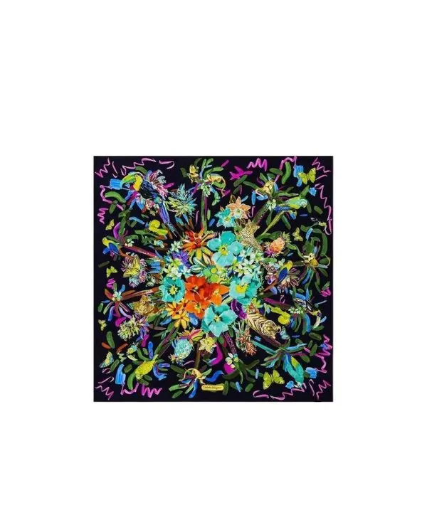 FERRAGAMO Printed Silk Scarf - Black