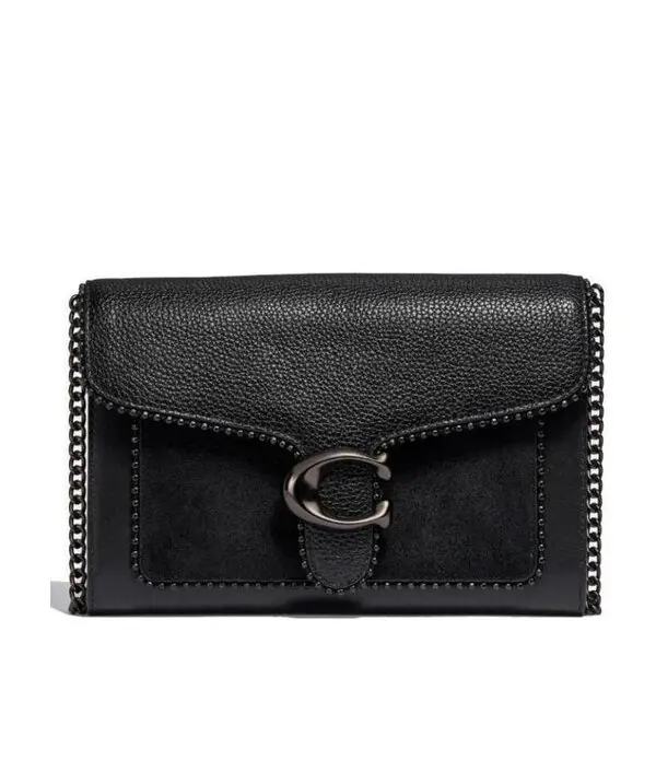 COACH Logo Shoulder Bag With Chain Strap - Black