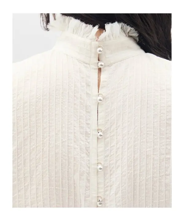 ANN DEMEULEMEESTER Ruffled-trim Lace-insert Cropped Top
