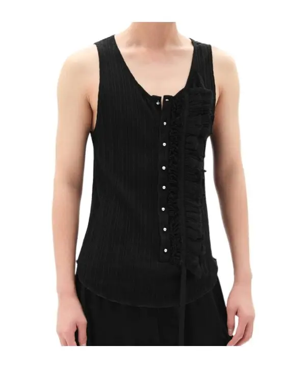 ANN DEMEULEMEESTER Ruffled Silk Creponne Tank Top