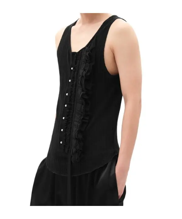 ANN DEMEULEMEESTER Ruffled Silk Creponne Tank Top