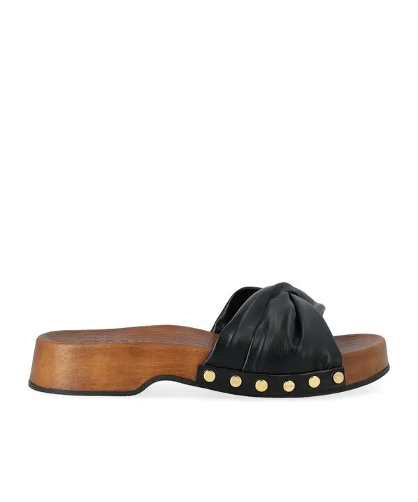GANNI Tia Studded Wedge Slides - Black