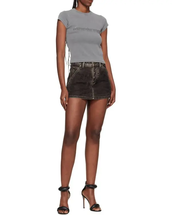 Alexander Wang Flocked Denim Mini Skort