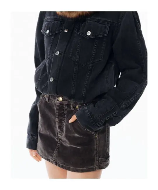 Alexander Wang Flocked Denim Mini Skort