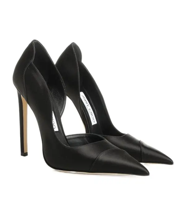 JIMMY CHOO Brigitte 120 Satin Stiletto Pumps - Black