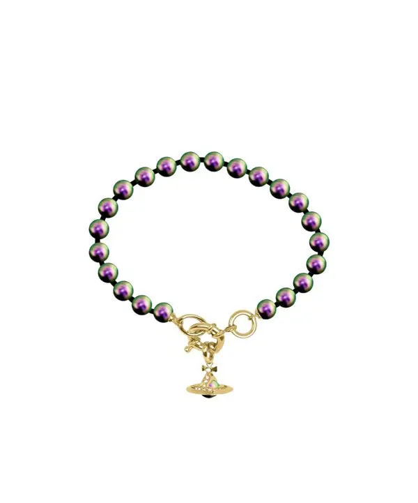 VIVIENNE WESTWOOD Aleksa Beaded Bracelet With Orb Motif - Purple/gold