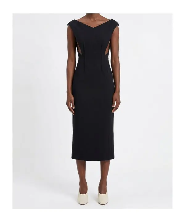 JIL SANDER V-neck Sleeveless Midi Dress