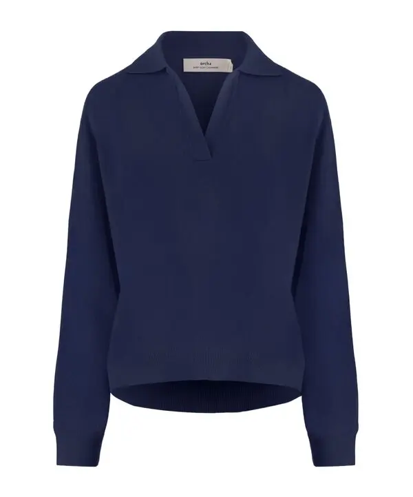Arch4 Rib-knit V-neck Polo-collar Cropped Sweater