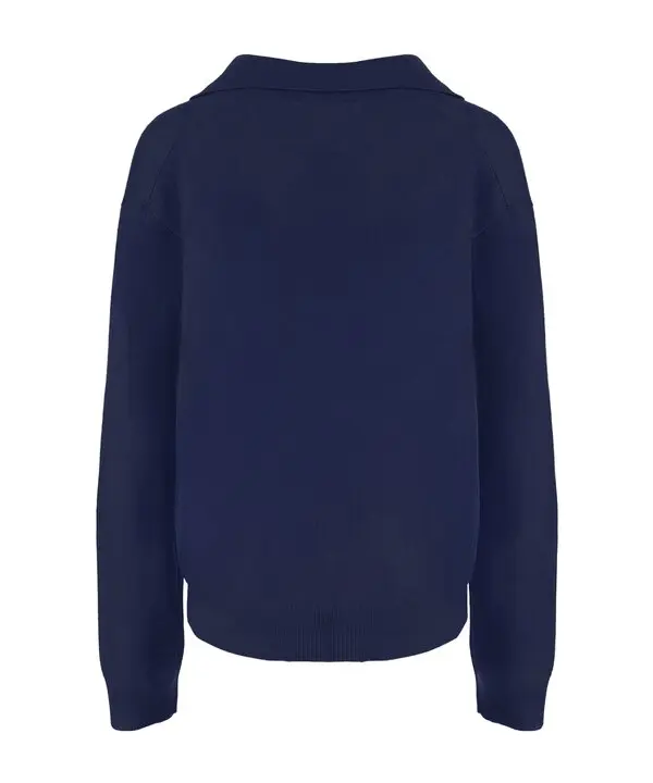 Arch4 Rib-knit V-neck Polo-collar Cropped Sweater