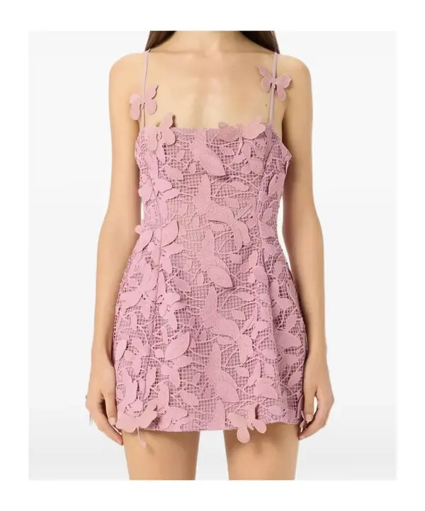 Blumarine Macramé Lace Mini Dress - Pink