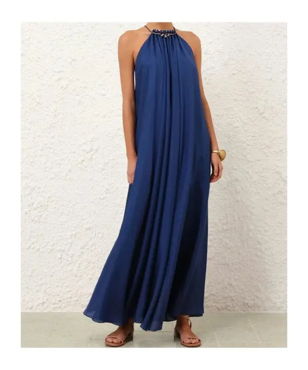 Zimmermann Aster Pleated Embellished Maxi Dress