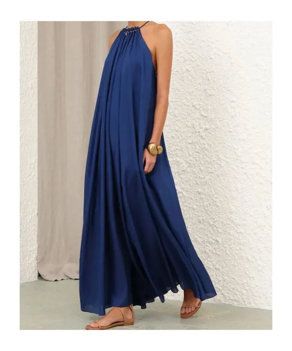 Zimmermann Aster Pleated Embellished Maxi Dress