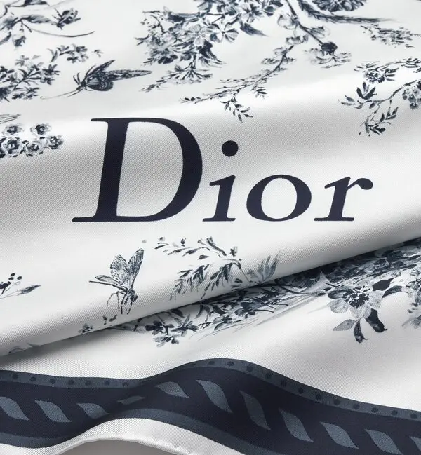 Dior Toile De Jouy Floral Garden 90 Square Scarf - White