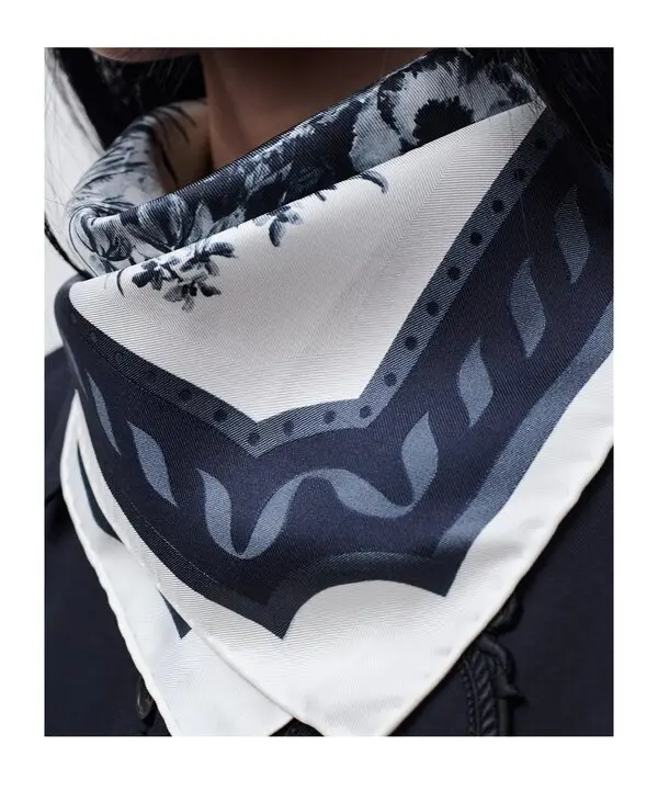 Dior Toile De Jouy Floral Garden 90 Square Scarf - White
